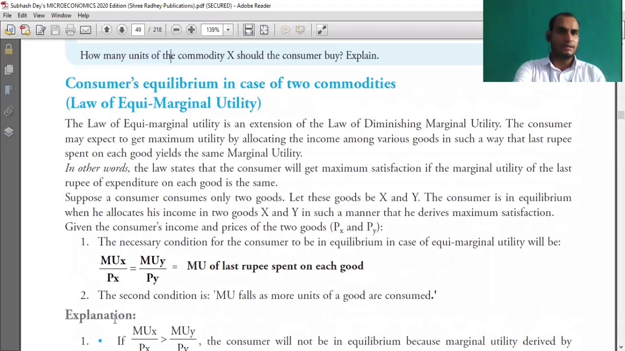 Lecture 5, XI Economics, CH 03, Topic :- Consumer Equilibrium in case ...