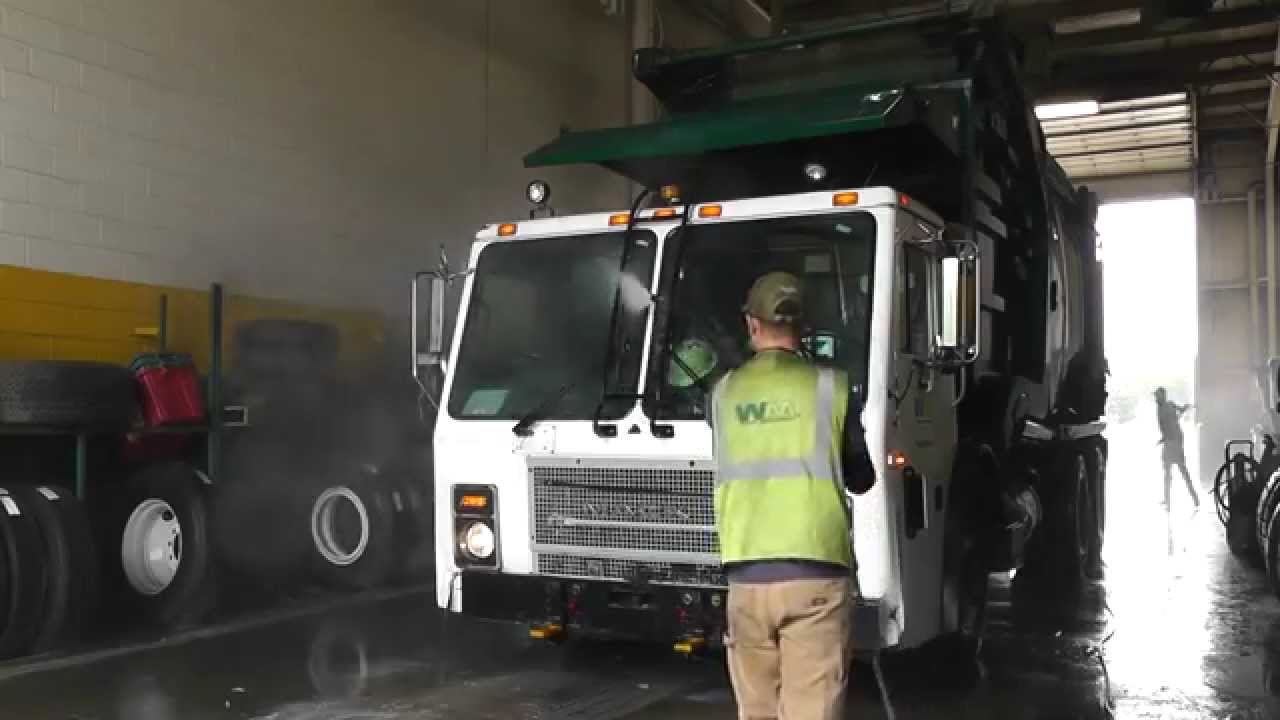 Washing Waste Management Trucks with Hydro Chem Systems brushless 2 ...