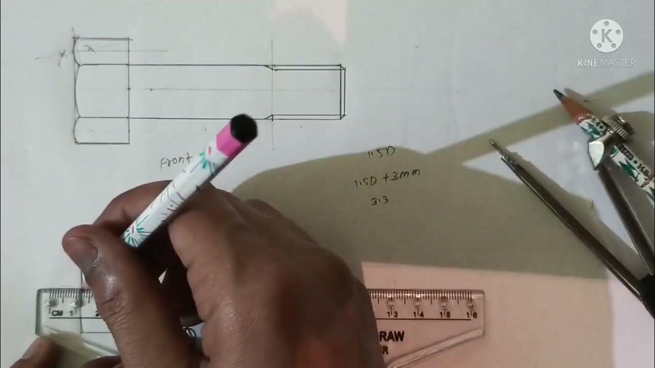 hexagonal bolt fron view top view side view || hexagonal bolt ...
