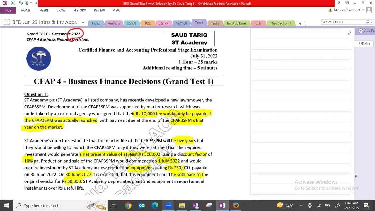 Lecture 11 Quality ICAEW Questions solved in Grand Test 1 in ICAP's ...