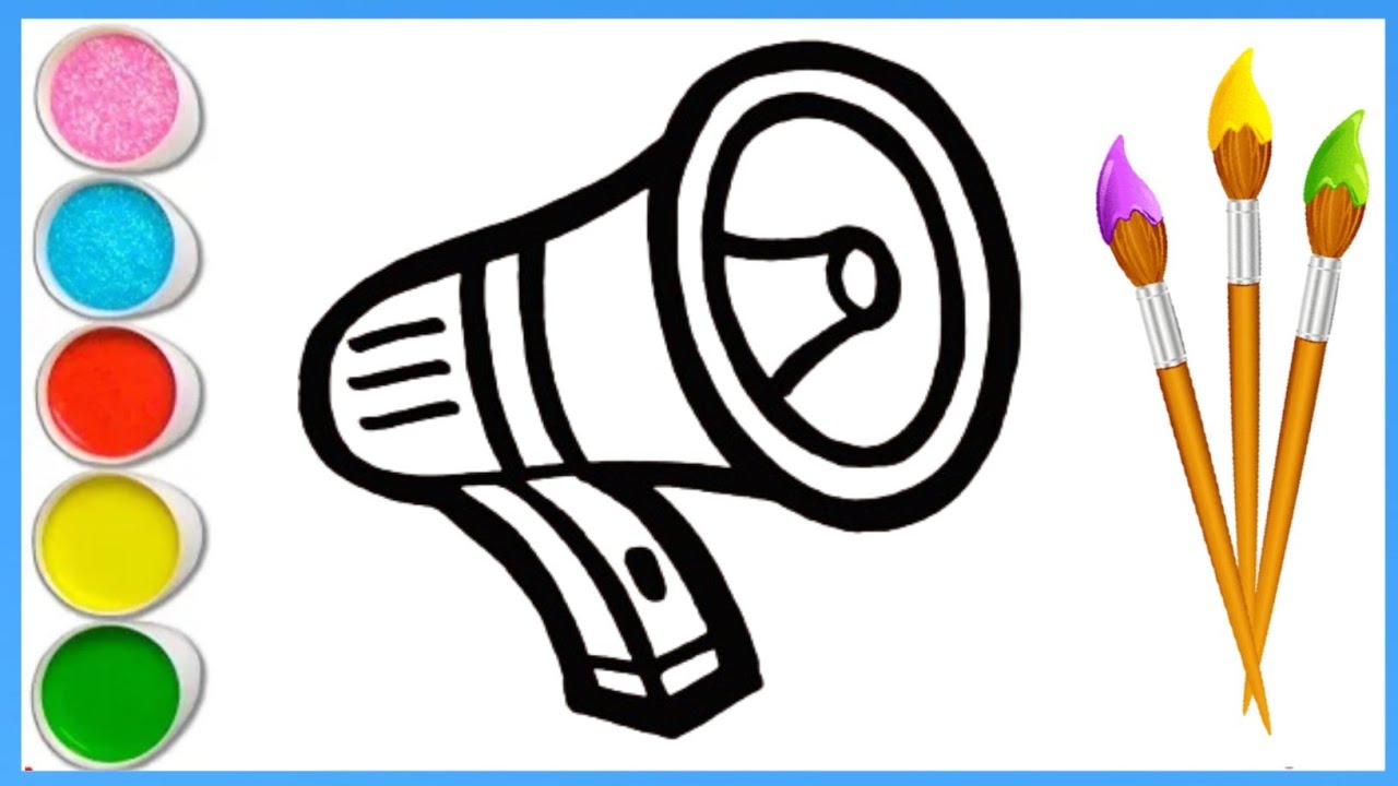 Megaphone Drawing | coloring for kids toddlers | how to draw Megaphone ...