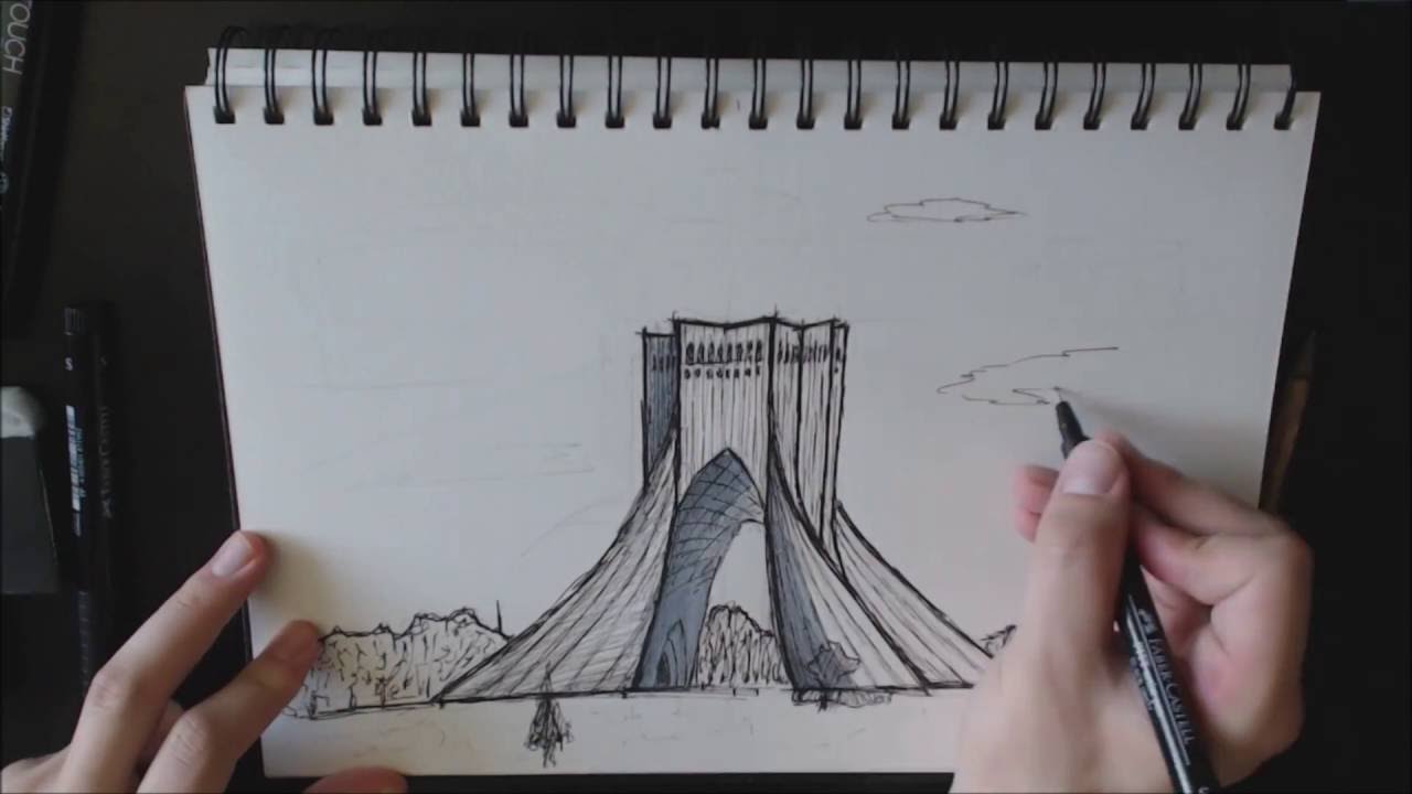 Drawing the 'Azadi Tower' #Timelapse - YouTube