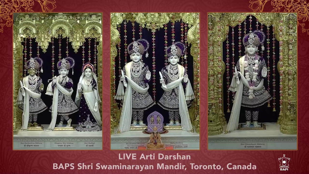 LIVE Sandhya Arti - BAPS Shri Swaminarayan Mandir - Toronto, Canada ...