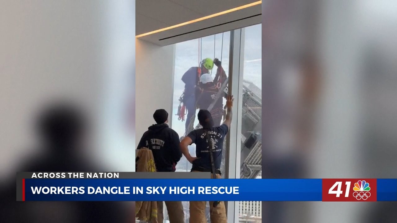 Daring high-rise rescue saves two window washers in Virginia - YouTube
