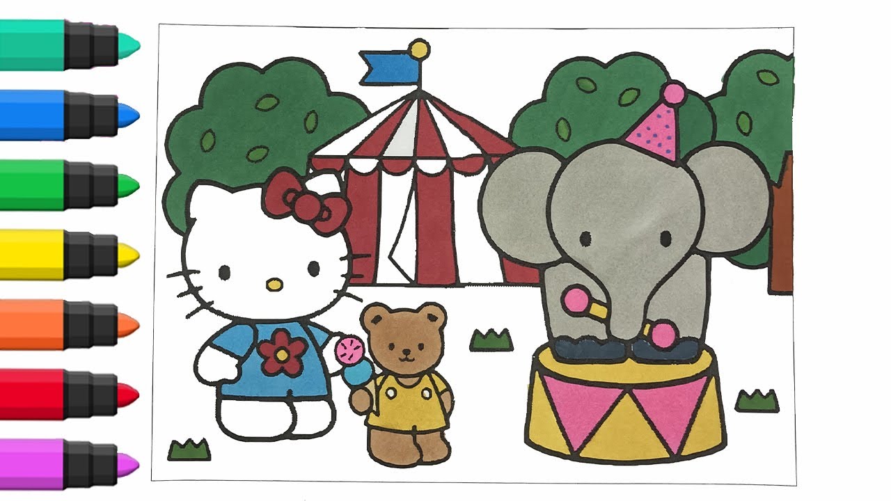 Hello Kitty Circus - Coloring Book Compilation For Kids - YouTube