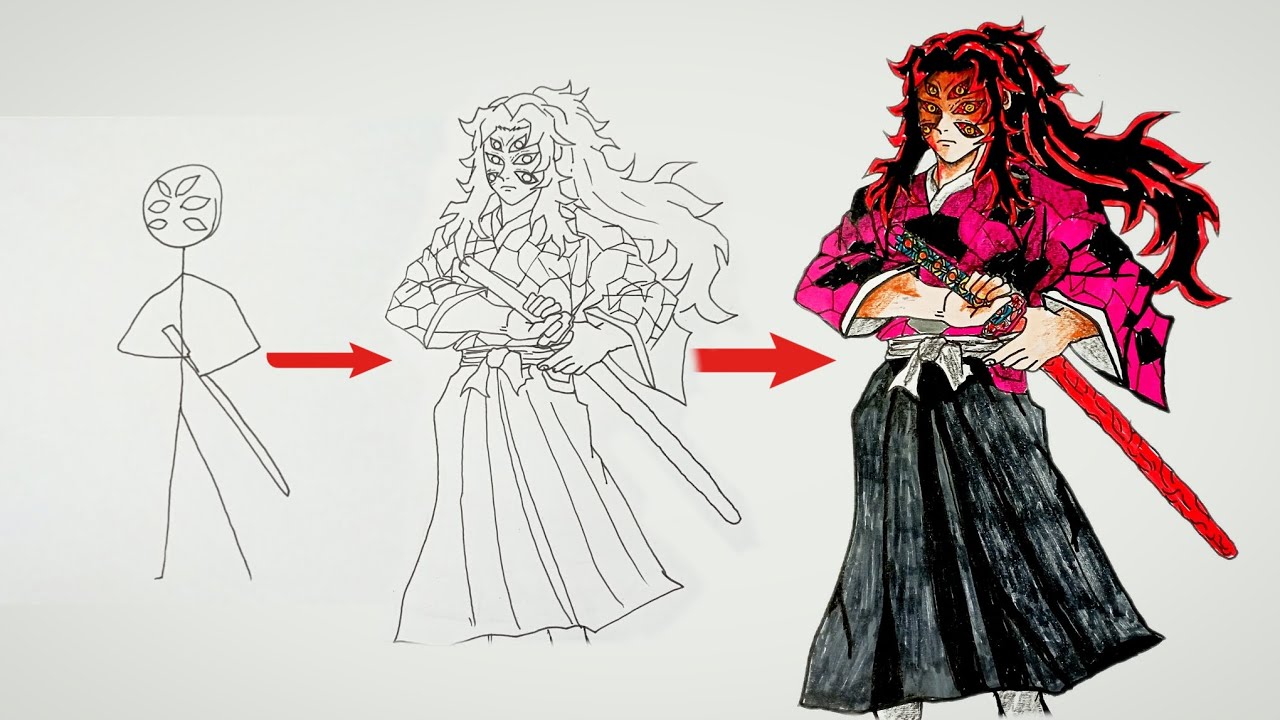 How to draw Kokushibo | stickman Easy drawing steps ( demon slayer ...