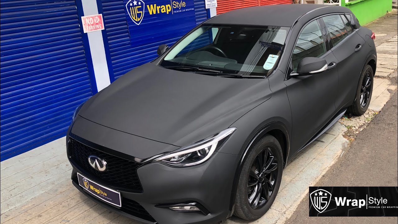 Infinity Q30 Wrapped Super Matte Black With Black Gloss Rims - YouTube
