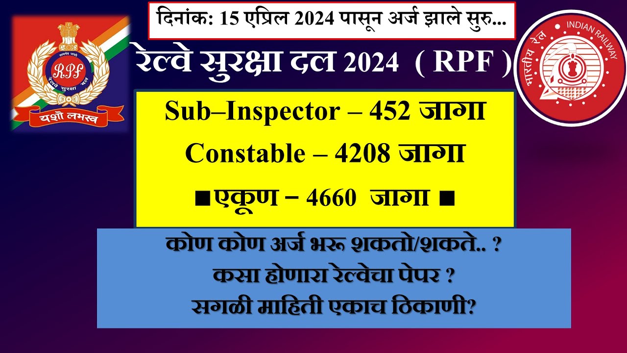 RPF Sub Inspector and Constable recruitment 2024 | Best approch for RPF ...
