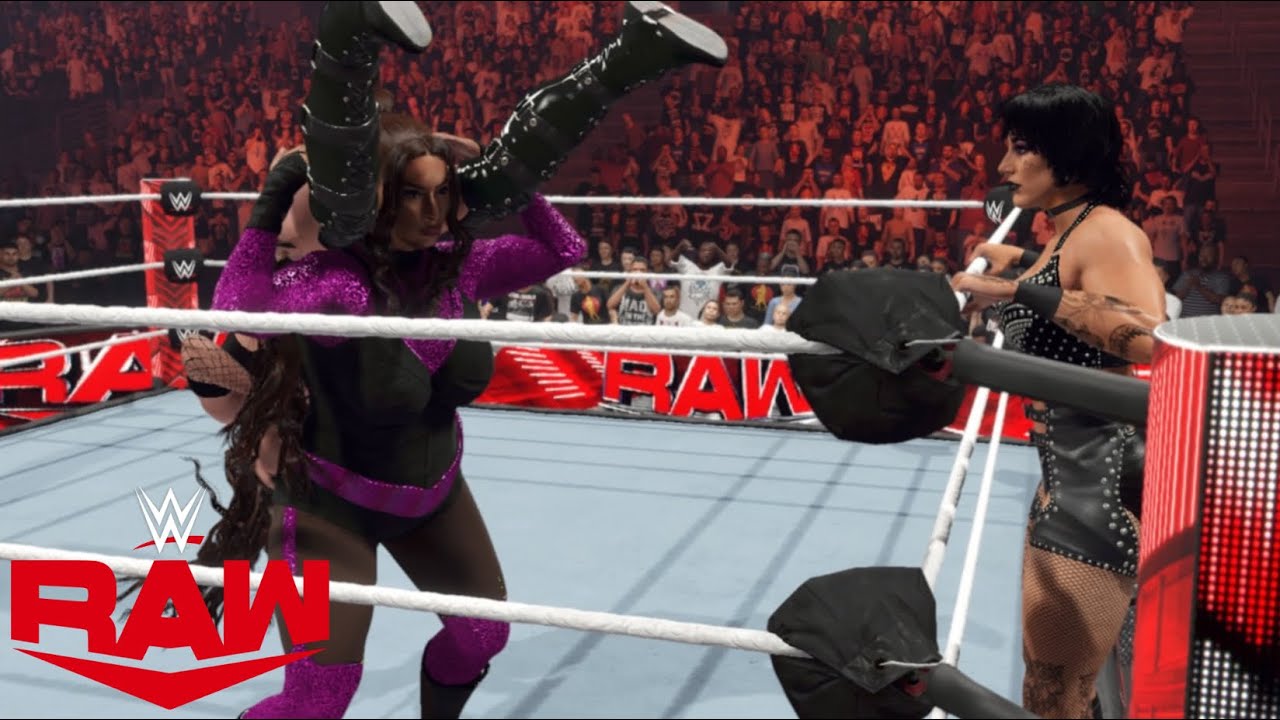 WWE 2K24 RAW HANDI-CAP MATCH NIA JAX VS JESSICA & RHEA RIPLEY - YouTube
