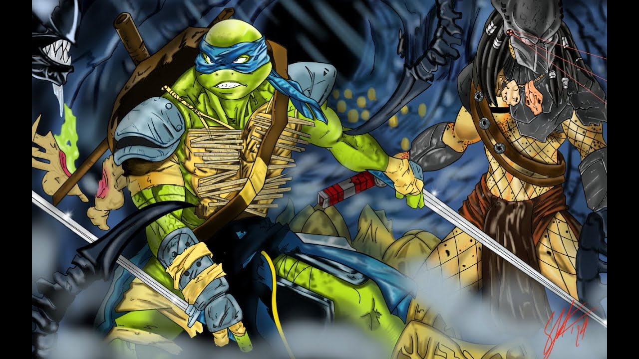 HOW TO DRAW TMNT Leonardo vs Predator Speed sketch - YouTube