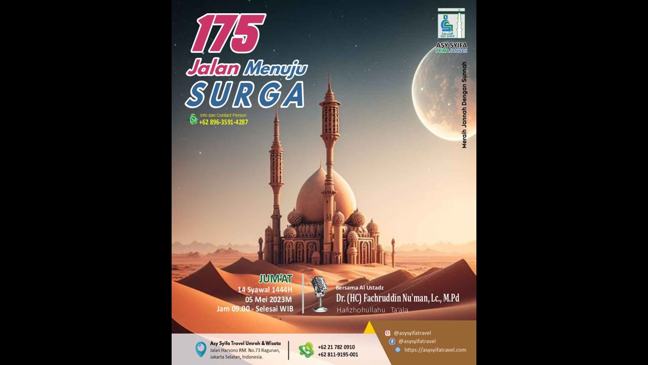 Kajian Islam "175 Jalan menuju Surga" || Ustadz Dr HC Fachruddin Nu'man ...