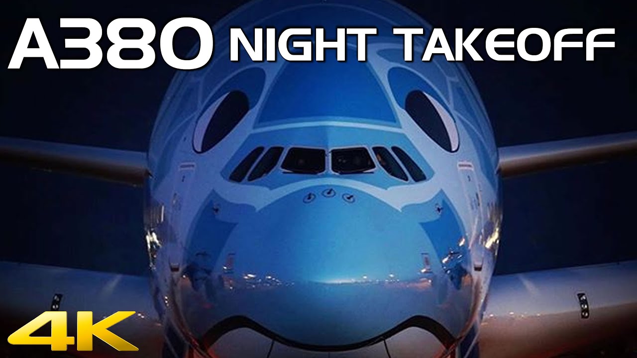 AIRBUS A380 | Night Takeoff | 4K | ANA | All Nippon Airways | Full HD ...