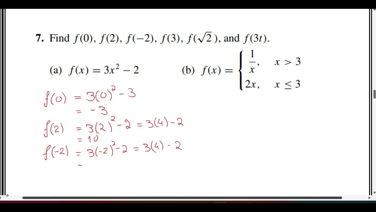 Calculus 1 Chapter 0 Ex # 0.1 Question # 7 Solution - YouTube