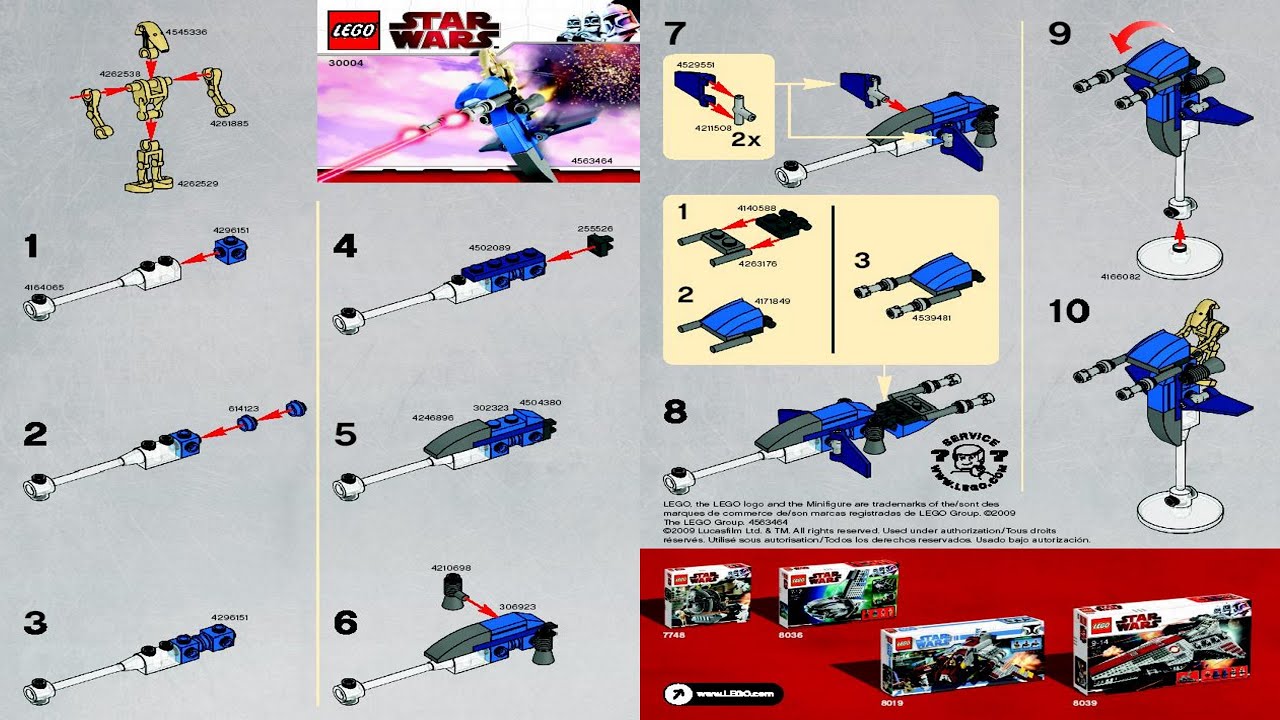 LEGO instructions - Star Wars - 30004 - Battle Droid on STAP - YouTube