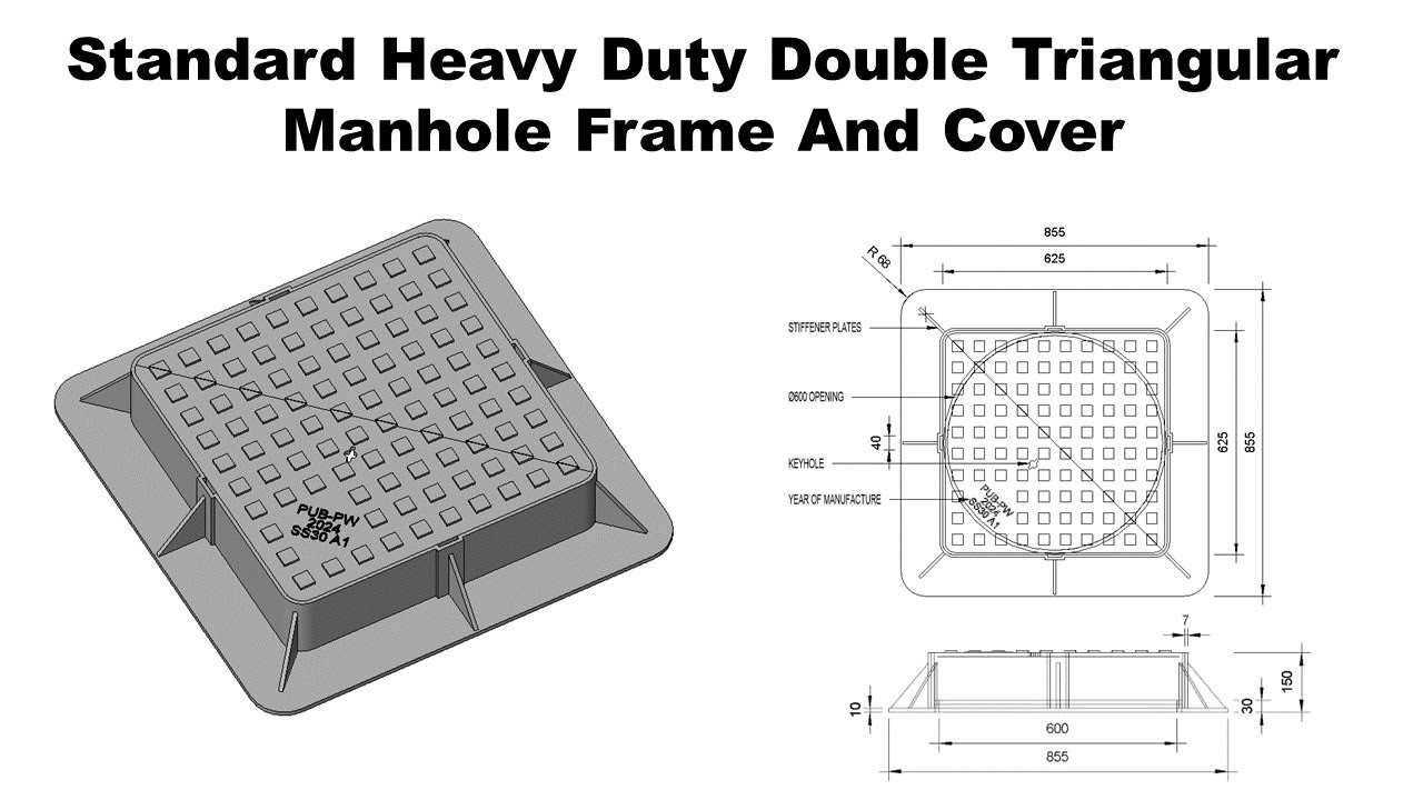 Create Standard Heavy Duty Double Triangular Manhole Frame and Cover ...