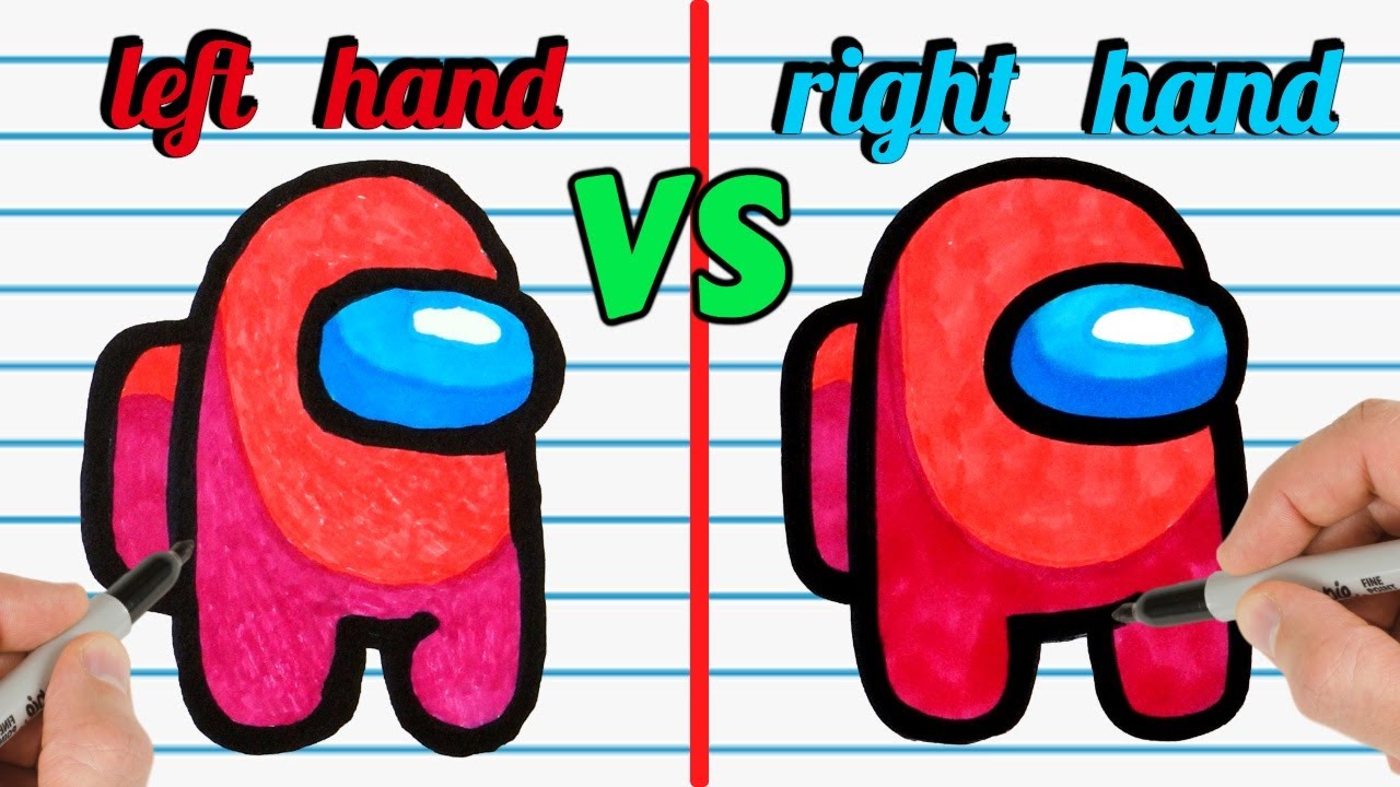 Left Hand VS Right Hand Challenge Drawing Among Us Imposter - YouTube