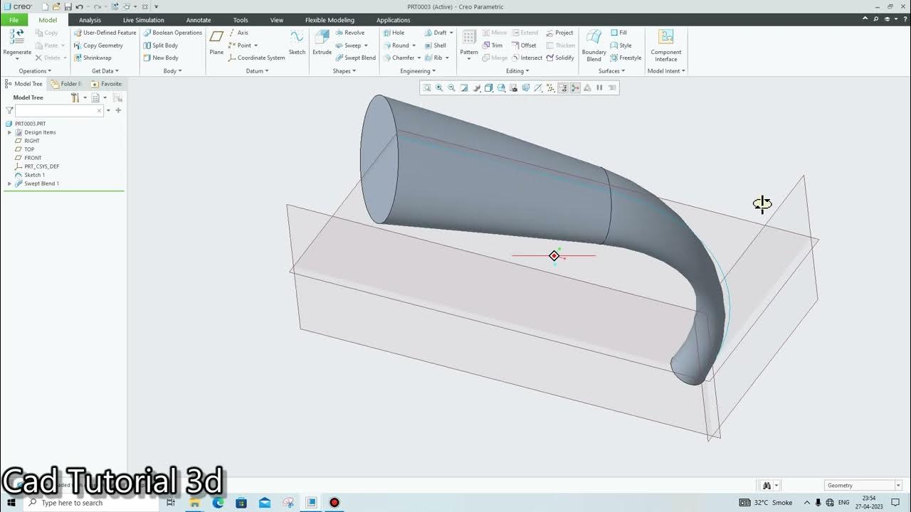 swept blend command in creo parametric - YouTube