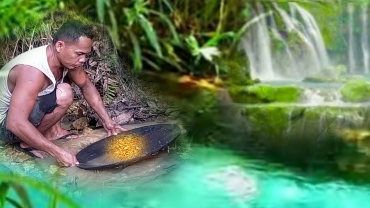Pendulang emas tradisional sungai - YouTube