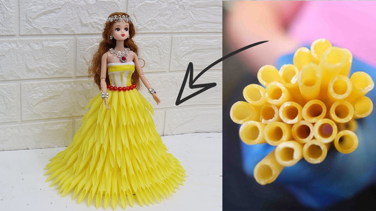 Doll decoration ideas using Straws - Doll decoration at home - YouTube