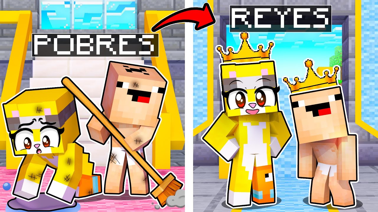 ¡Pasamos de POBRES a REYES en MINECRAFT! 👉 🤴 | Michi Miau y Bebe Noob ...