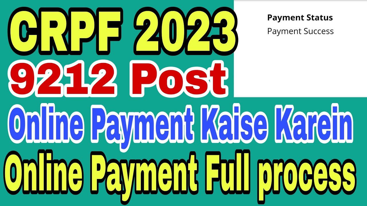 CRPF 9212 Online Payment 2023// CRPF Online Payment Kaise Karein// How ...