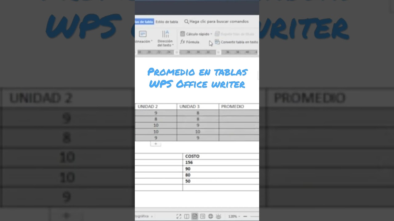 Cómo calcular promedio en una tabla #short #word #wpsoffice - YouTube