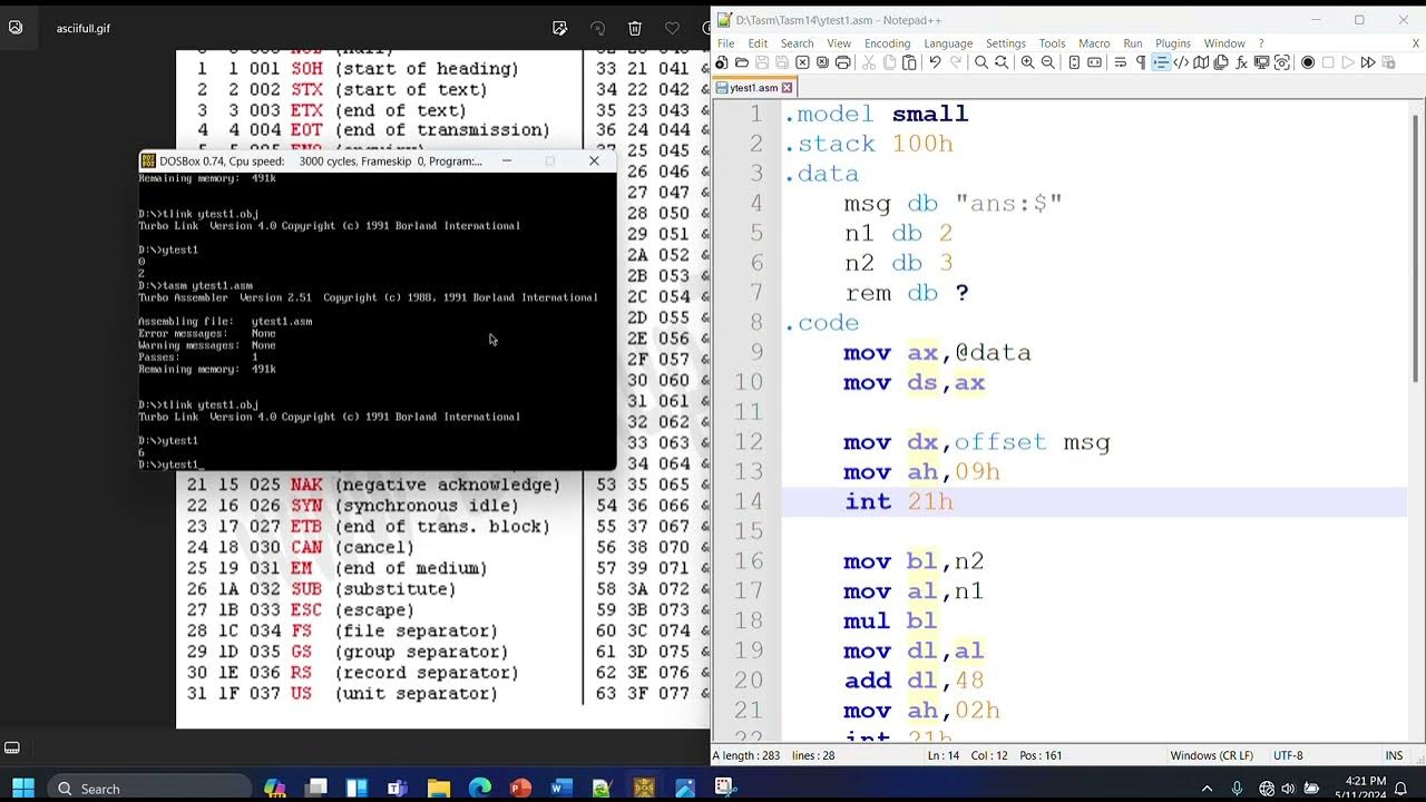 Assembly Language 4 | EMU 8086 Language | Assembly Arithmetic operation Add, sub,mul,div with ...