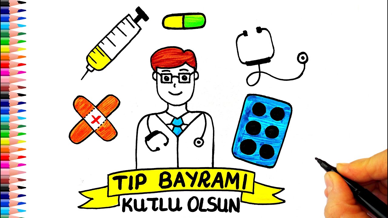 TIP BAYRAMI Resmi Çizimi 🩺 Doktor Resmi Çizimi - Doktor Nasıl Çizilir ...