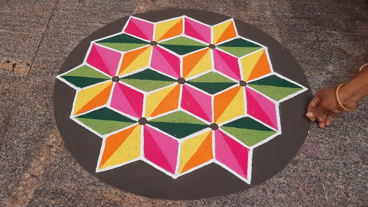7*4 dots kolam |colourful kolam |karthigai matham kolam |rangoli |p ...