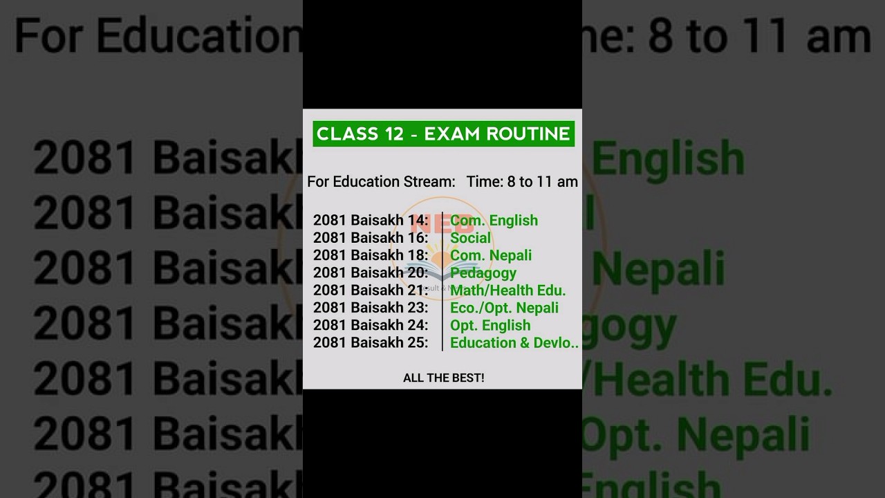 Class 12 all subjects exam routine 2081 is published #NEB - YouTube