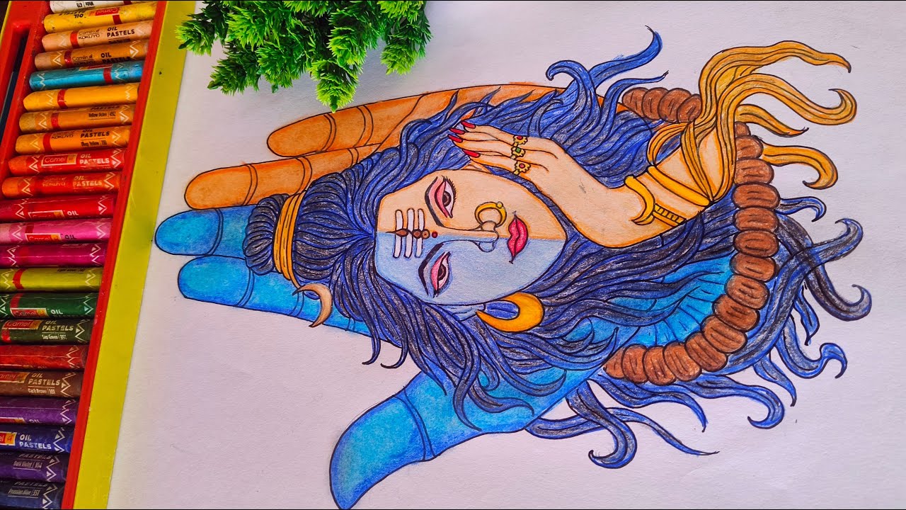 Mahashivratri Special Drawing | Ardhanarishvar Shiva Shakti Painting ...