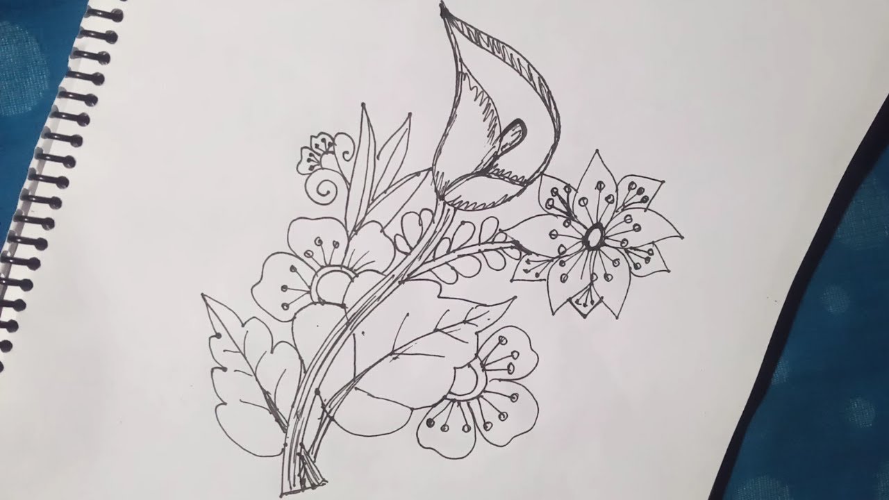 Flower design drawing ideas || flower design drawing - YouTube