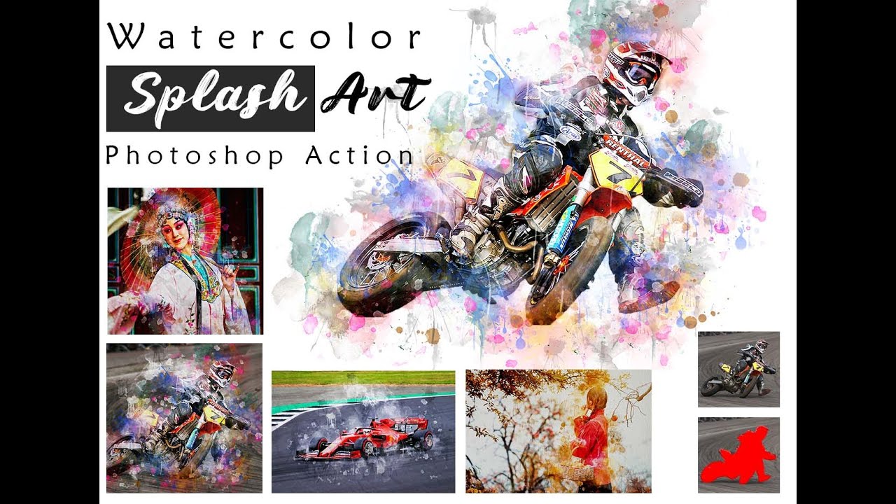 Watercolor Splash Art Photoshop Action - YouTube