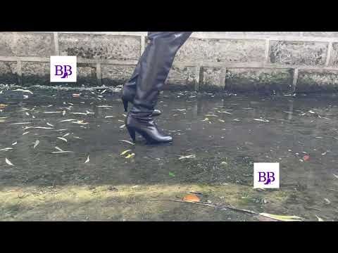 Thigh boots walking in dirty water and socks getting wet!!!