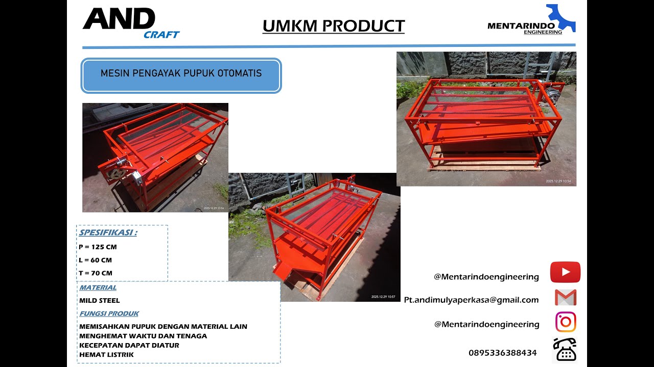 Mesin Pengayak Pupuk Custom Screen Otomatis 125x60x70 cm - YouTube