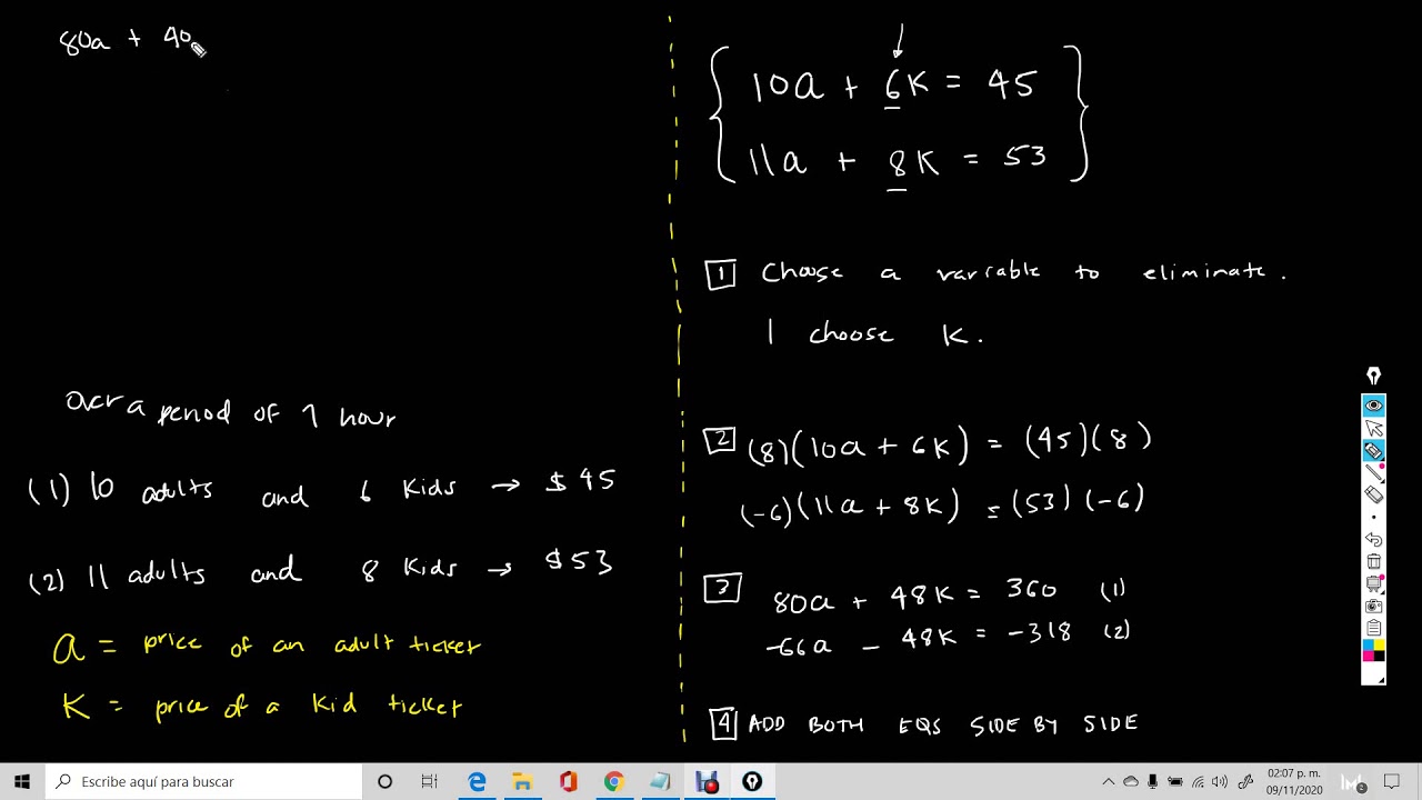 DAT. 3.5 Solution to a system of two equations in two variables ...