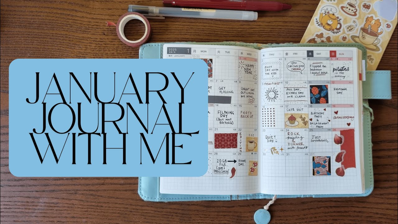 January Journal with Me | Monthly Hobonichi Calendar Page - YouTube