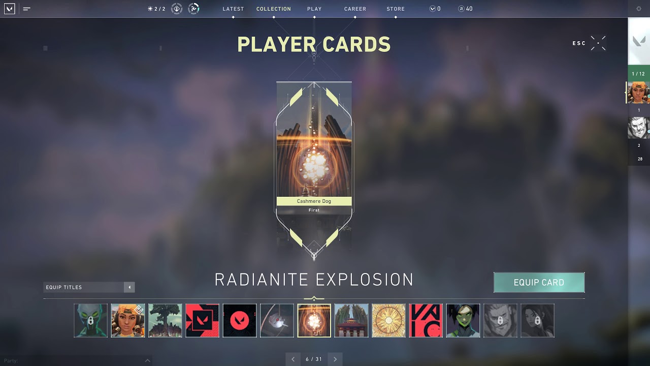 Radianite Explosion removed Player Card showcase - Valorant Closed Beta ...