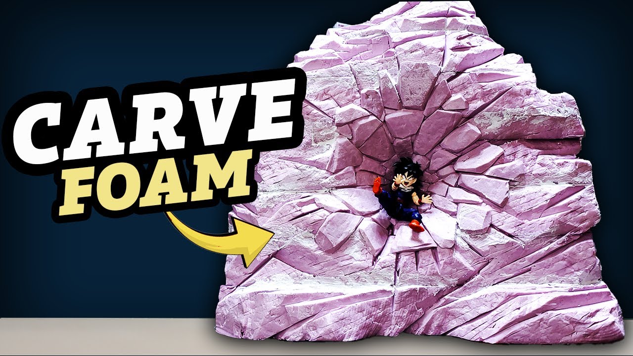 Foam Carving a Dragon Ball Impact Crater Diorama - YouTube