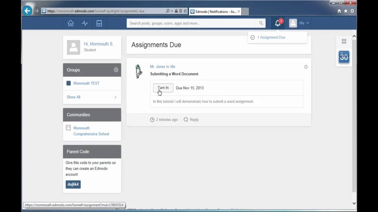 Upload an assignment to edmodo - YouTube