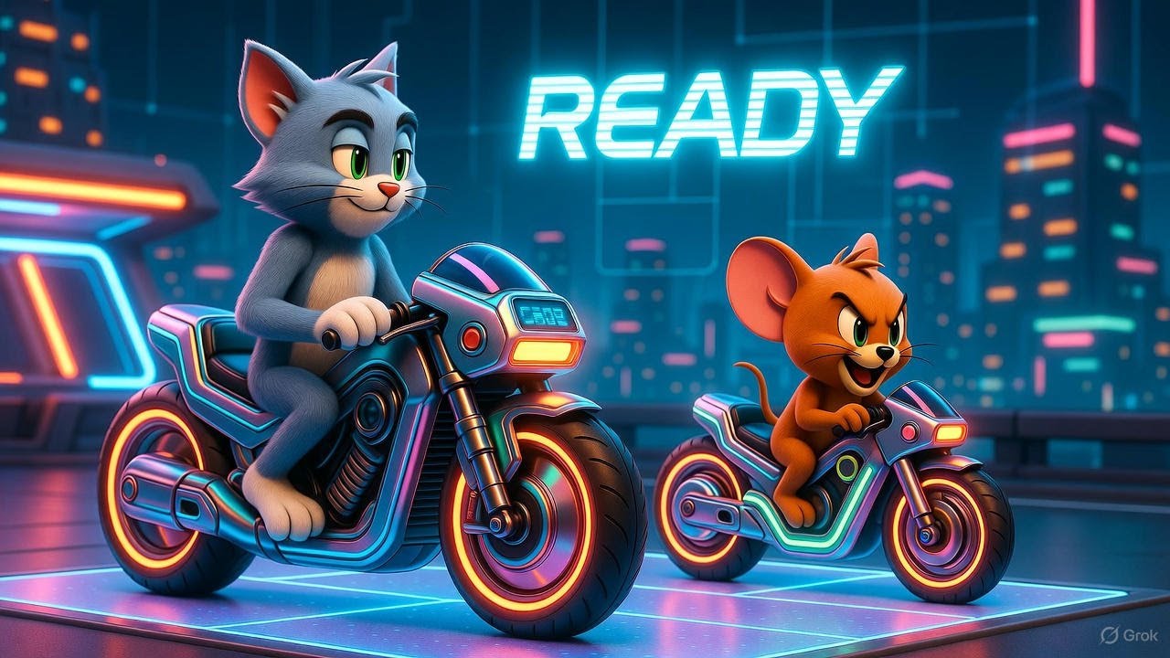 Tom vs Jerry Bike Race 🏍️ Video Game Style | Power-Ups, Obstacles ...