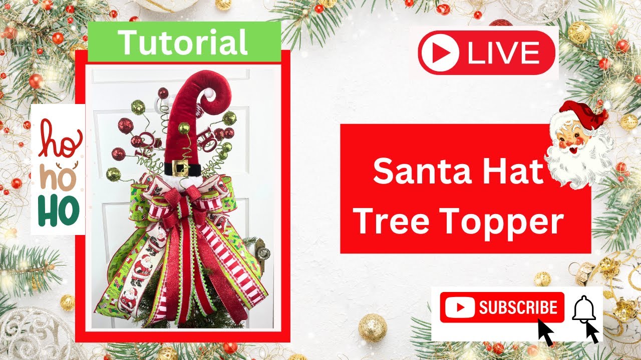 How to Make a Santa Hat Christmas Tree Topper DIY, DIY Christmas Tree ...