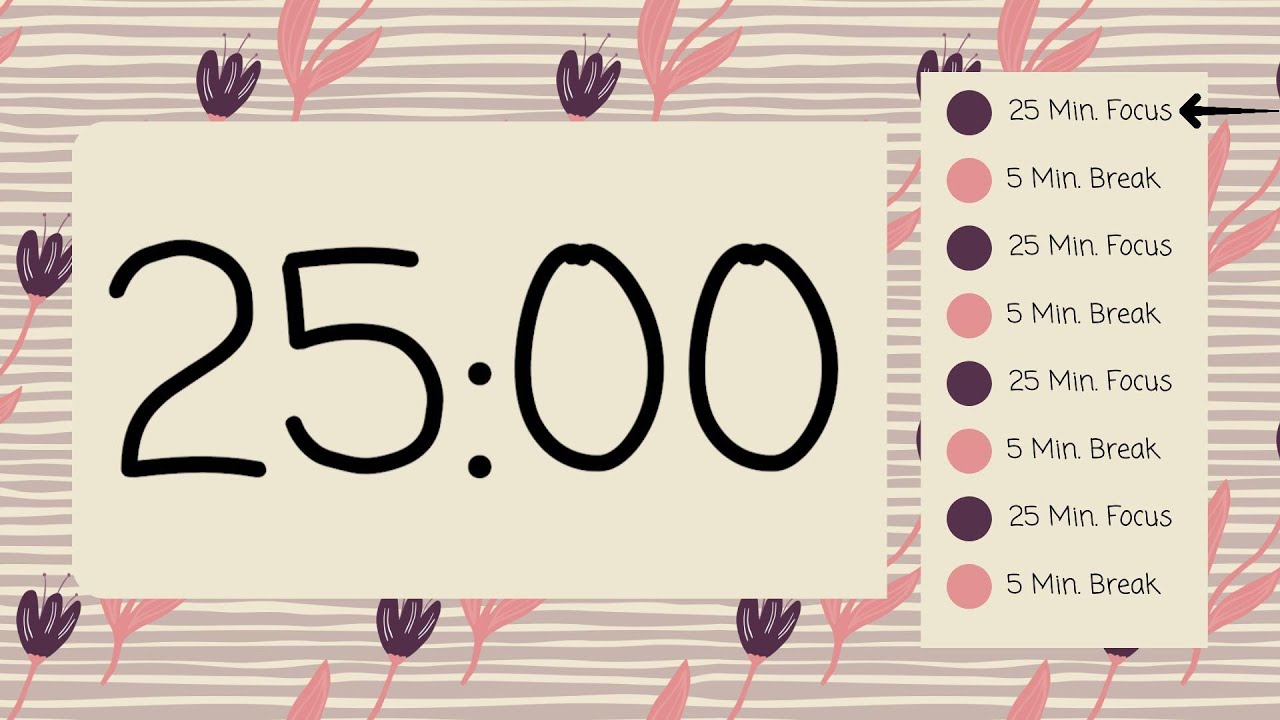 ⏳ 25/5 Pomodoro Timer – Cute Doodle Design 🎨 | Simple Beeps for Focus 🎯 ...