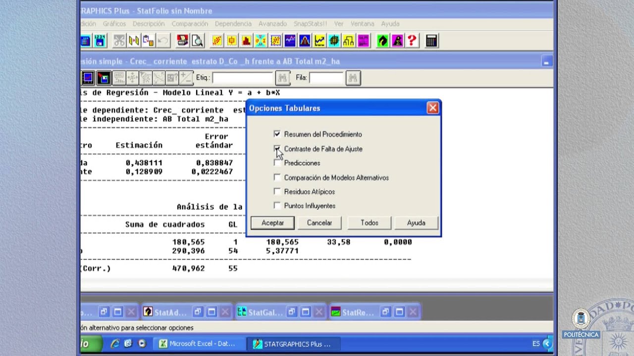 Modelos lineales con Statgraphics 5.1 plus - YouTube
