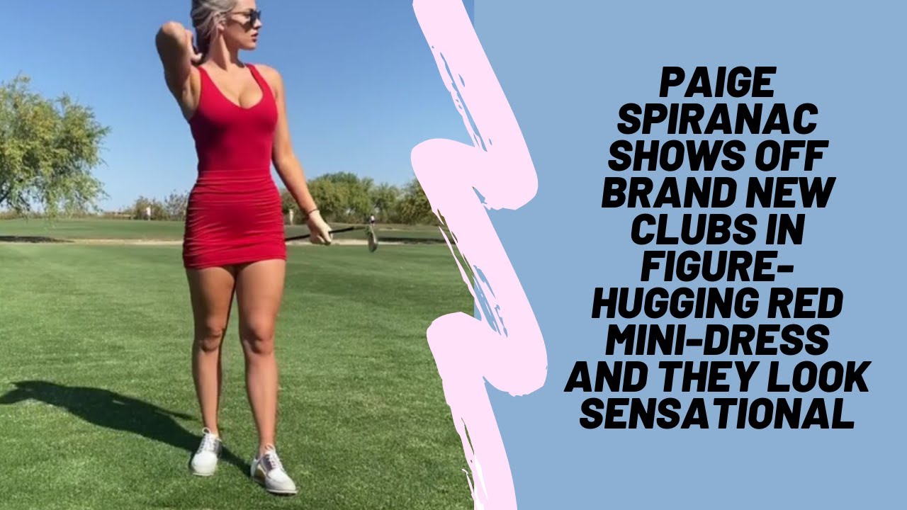 Paige Spiranac shows off brand new clubs in figure-hugging red mini ...