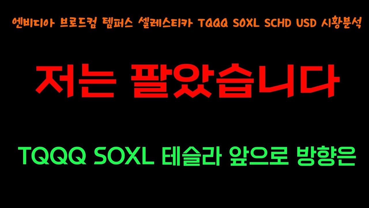 매도 완료 TQQQ SOXL 테슬라 앞으로 방향은? #비트코인 #엔비디아 #템퍼스 #셀레스티카 #SCHD #USD - YouTube