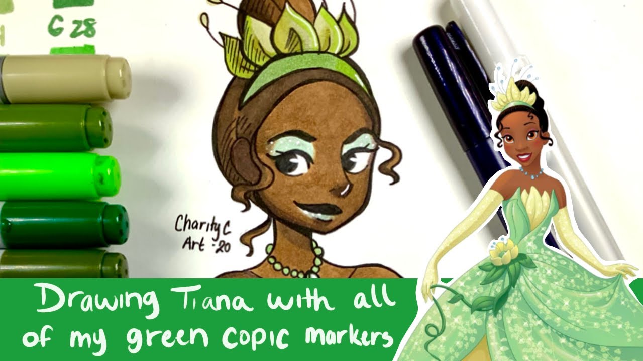 Drawing Tiana from Princess and theFrog (Green Copic Markers) # ...