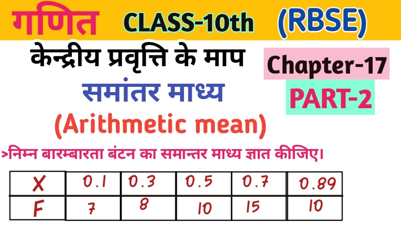 Arithmetic Mean Class 10 Part 2 Measures Of Central Tendency arithmetic-mean-class-10-part-2-measures-of-central-tendency