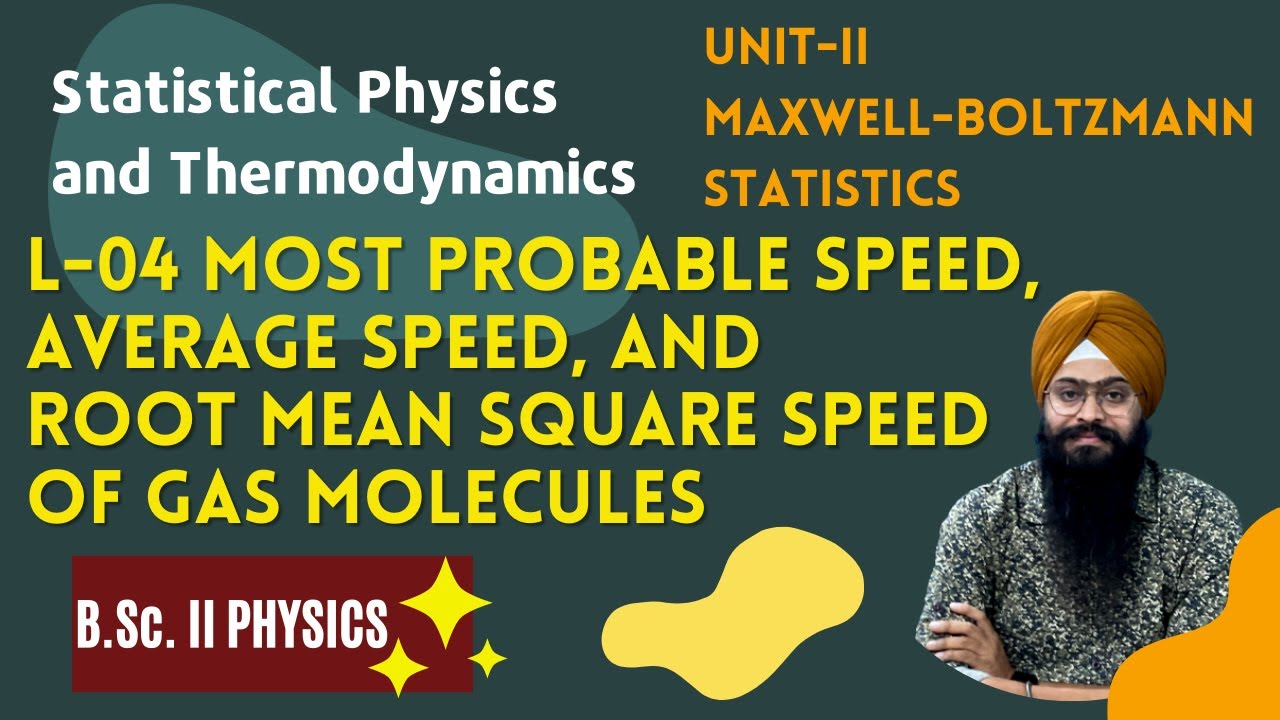 L 04 Most probable speed, average speed and root mean square of gas ...