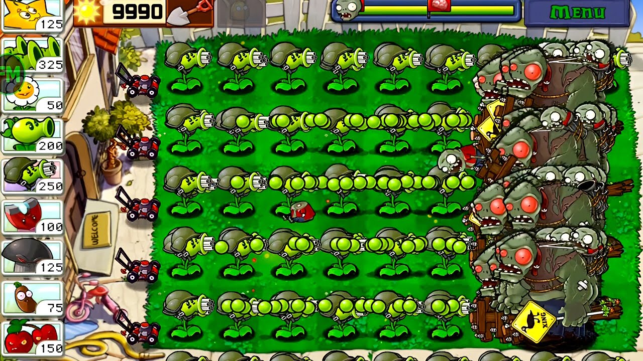 Plants Vs zombies Survival Day | Gatling Pea Vs All Giga Gargantuar+Imp ...